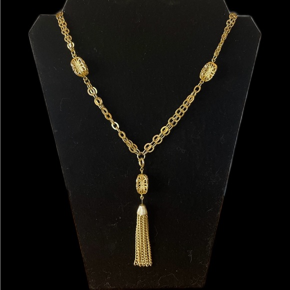 Emmons | Jewelry | Vintage Emmons Gold Tone Double Chain Link Tassel ...